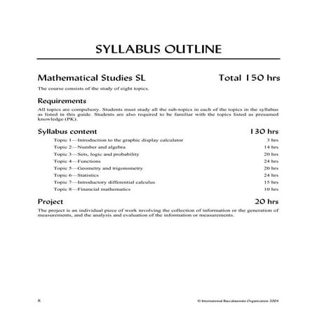 Math Studies Syllabus Outline | PDF