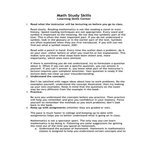Math Study Skills