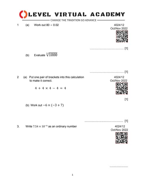 Cambridge IGCSE 0580 Mathematics specimen paper 2 for examination from ...