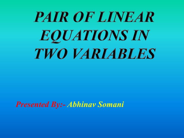 Linear equations in two variables | PPTX