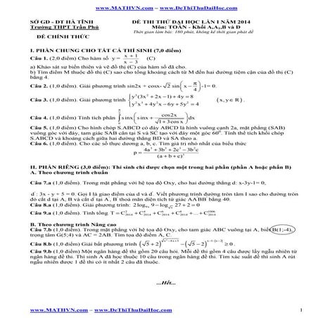 Mathvn.com 11. toan tran phu lan 12014 | PDF