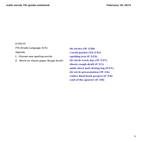 Math words 7th grade | PDF