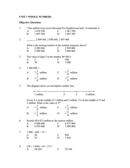 FINAL EXAM FOR MATHEMATICS YEAR 1 | DOCX