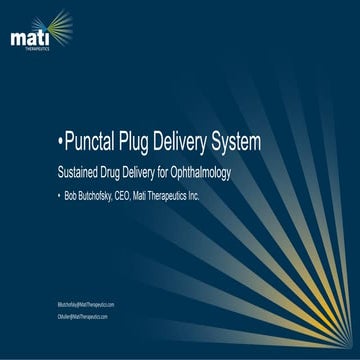 Ophthalmology Innovation Showcase 1 - Mati Therapeutics | PPT