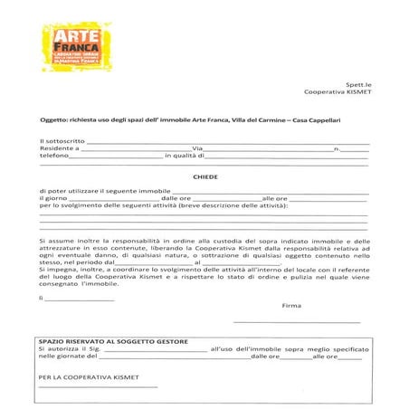 Matina franca modulo generale richiesta spazi | PDF