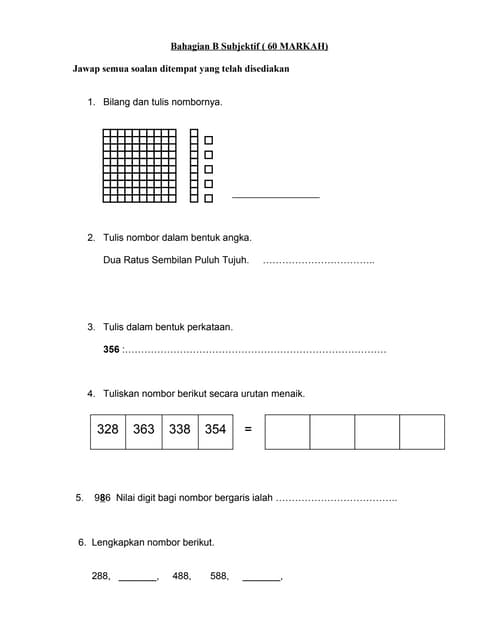 SOALAN BAHAGIAN B MATEMATIK TAHUN 2 SEKOLAH RENDAH | DOCX