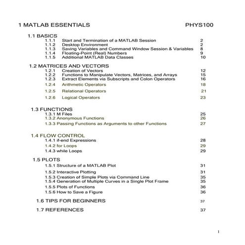 Matlab Basics Docx Programming Languages Computing 8183
