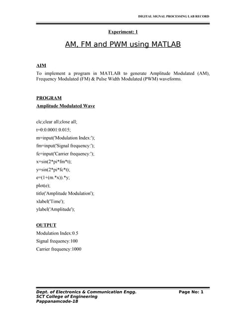 Digital Signal Processing All Matlab Code With Lab Report Pdf 7133