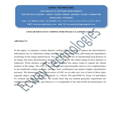 Matlab linear distance coding for image classification | PDF