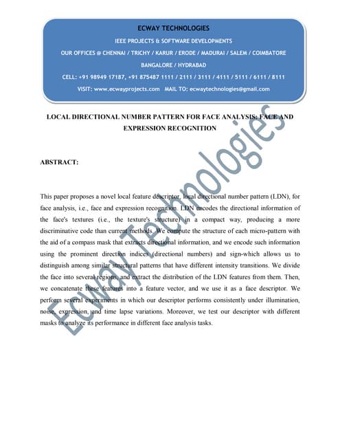 Matlab Local Directional Number Pattern For Face Analysis Face And