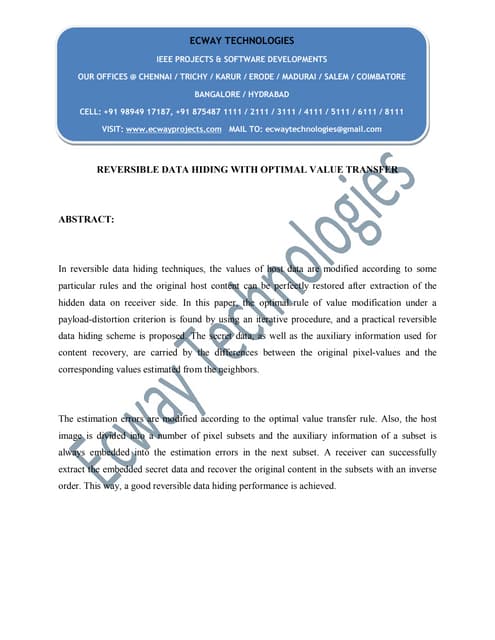 Matlab reversible data hiding with optimal value transfer | PDF Matlab reversible data hiding with optimal value transfer | PDF