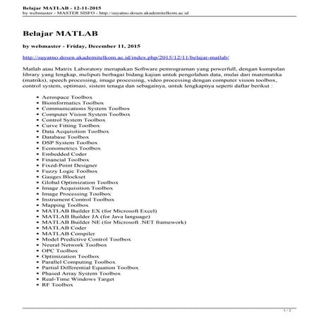 ~ Matlab ~ belajar matlab | PDF