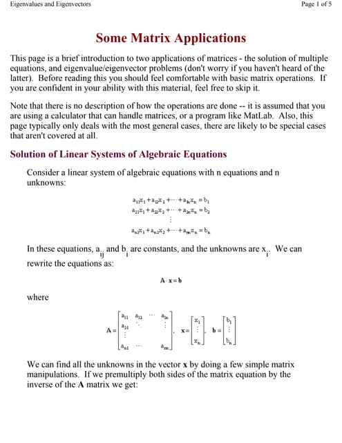 Application of Linear Algebra in Real Life | PPTX | Physics | Science