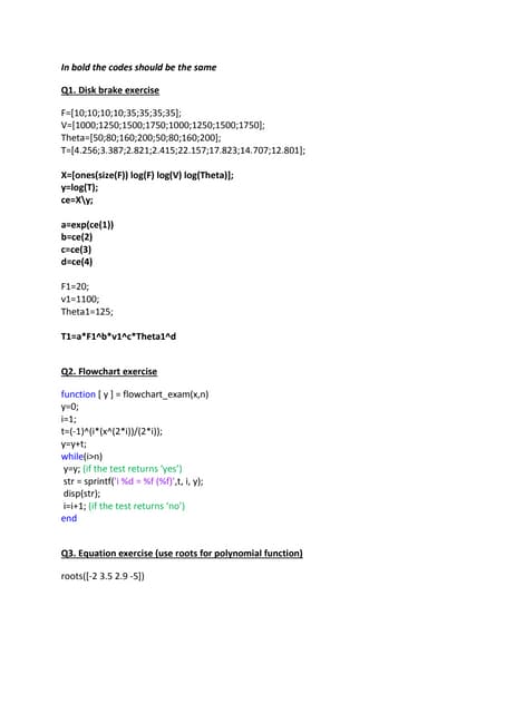Matlab Exam Codes Computer Modelling Techniques Module Docx 8463