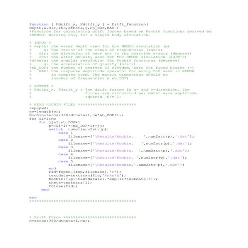Matlab function for drift forces | PDF