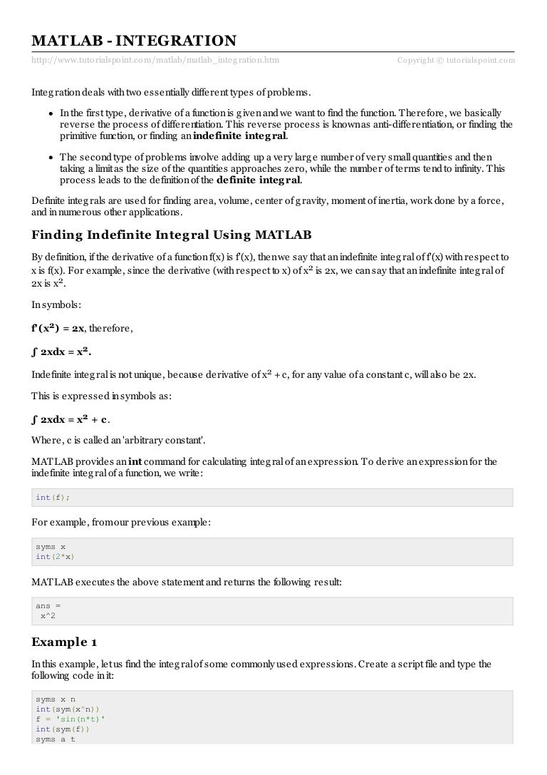 Integral matlab - lopafoundation Integral matlab - lopafoundation