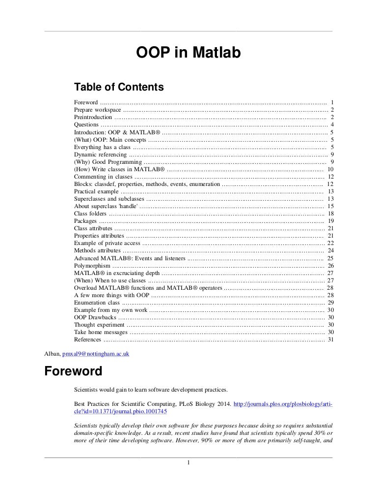 Object Oriented Programming in Matlab