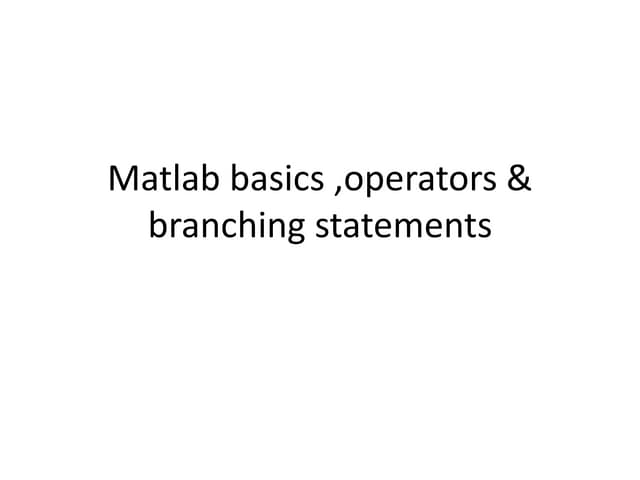 Matlab Operators Ppt
