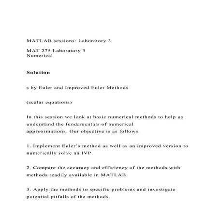 MATLAB sessions Laboratory 3MAT 275 Laboratory 3Numeric.docx