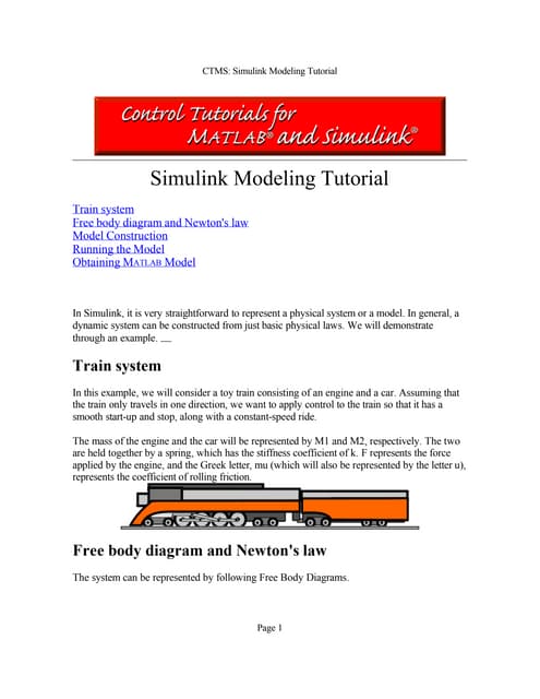 Matlab Simulink Simulink Modeling Tutorial Train System Pdf Physics Science