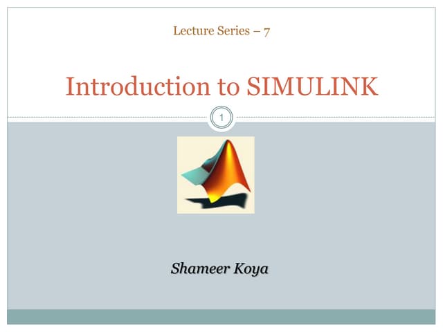 Matlab Simulink Introduction Ppt