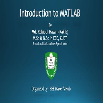 Workshop on MATLAB and SIMULINK | PPTX | Physics | Science