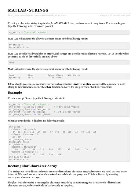 Matlab strings | PDF Matlab strings | PDF