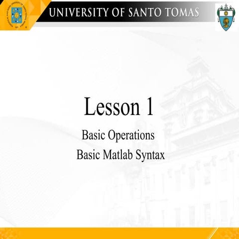 Matlab Training Session 1st Introduction | PPT