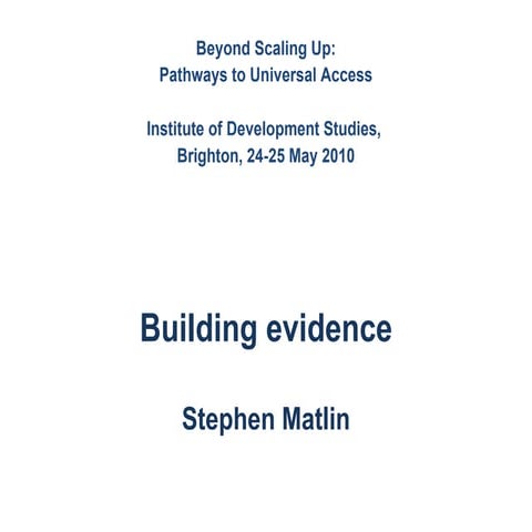 Beyond Scaling Up: Building the evidence base | PPT | Science