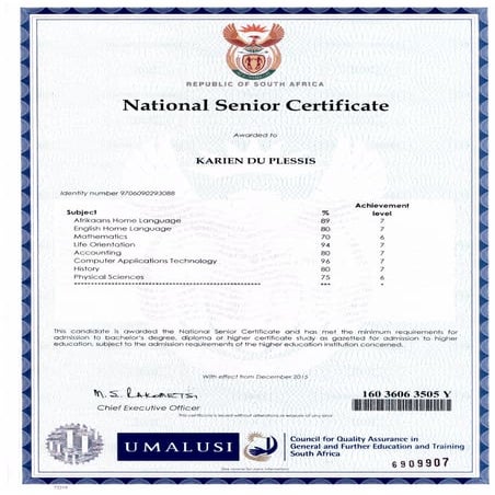 Matric Certificate | PDF