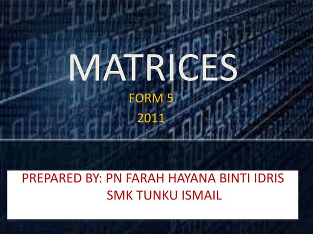 Introduction to Matrices | PPT