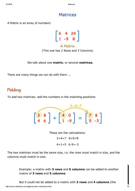 Application of matrices in real life | PDF