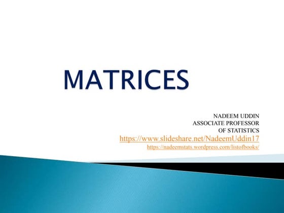 BASICS OF MATRICES WITH APPLICATION IN ENGINEERING | PPTX | Physics ...