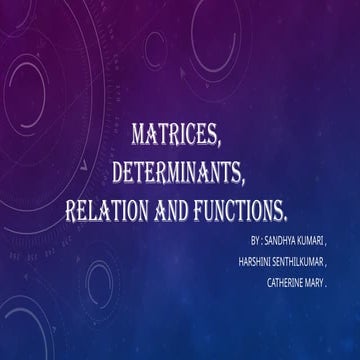 Matrices,determinants ,relations and functions | PPT