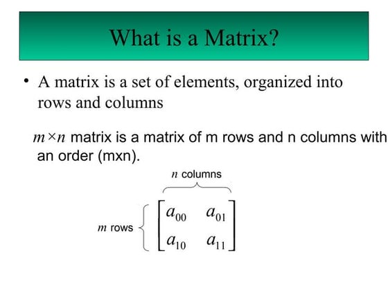 Introduction to Matrices | PPT