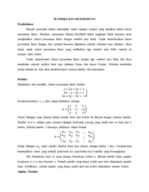 Matriks eselon baris dan eselon baris tereduksi | PPTX