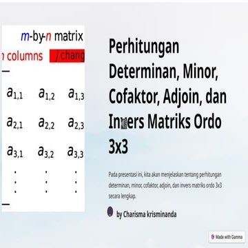 PERHITUNGAN DETERMINAN, MINOR, COFAKTOR, ADJOIN DAN INVERS | PPTX