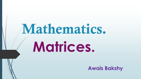 Introduction To Matrices Ppt