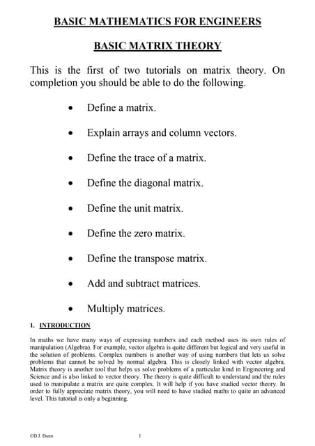 matrix algebra | PPTX