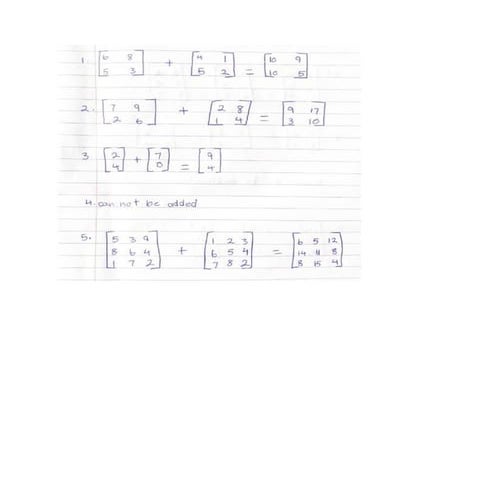 Matrix (Add & Subtract)(Answers)(Complete) | PDF