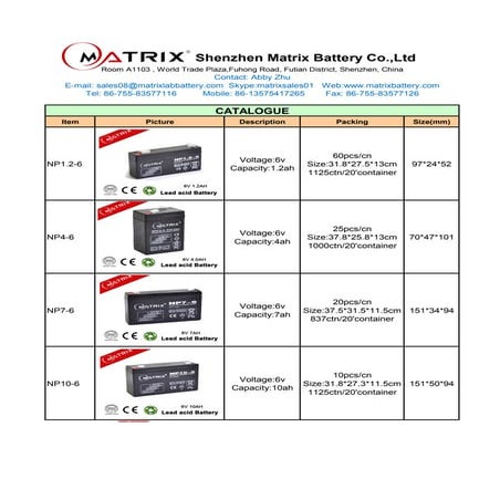Matrix battery catalog | PDF