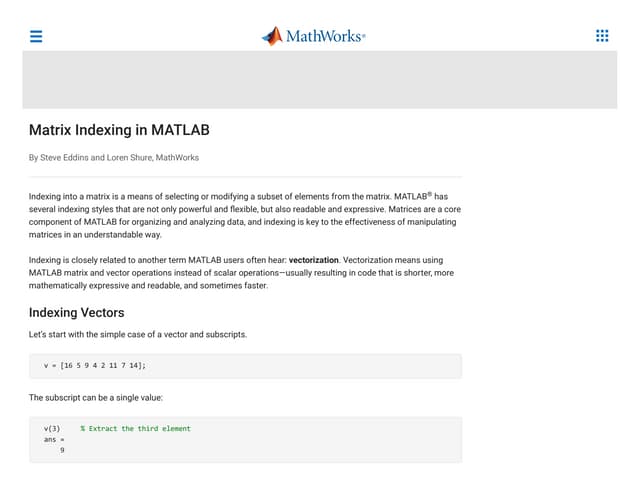 Matrix Indexing in MATLAB - MATLAB & Simulink.pdf Matrix Indexing in MATLAB - MATLAB & Simulink.pdf
