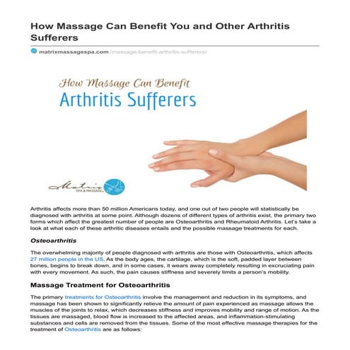 How Massage Can Benefit Arthritis Sufferers | PDF