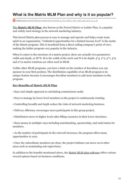 Binary MLM Plan & Its Working | PPT