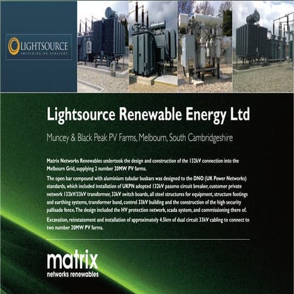Matrix Networks (Renewables) - Muncey & Black Peak PV Farms | PDF