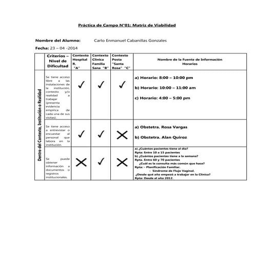 Matriz de viabilidad | DOCX