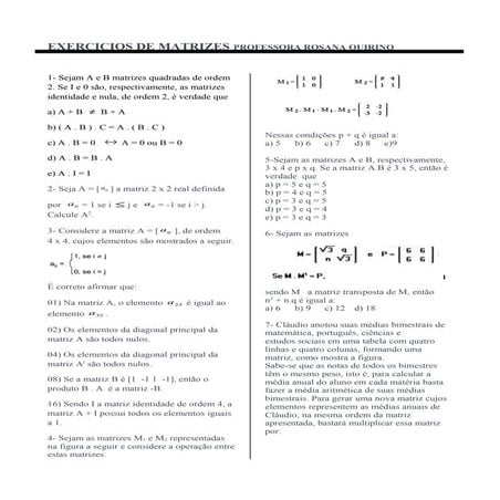 Matrizes exercicios | DOC