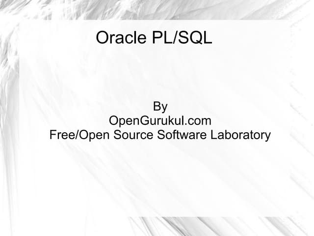 Open Gurukul Language Plsql Ppt