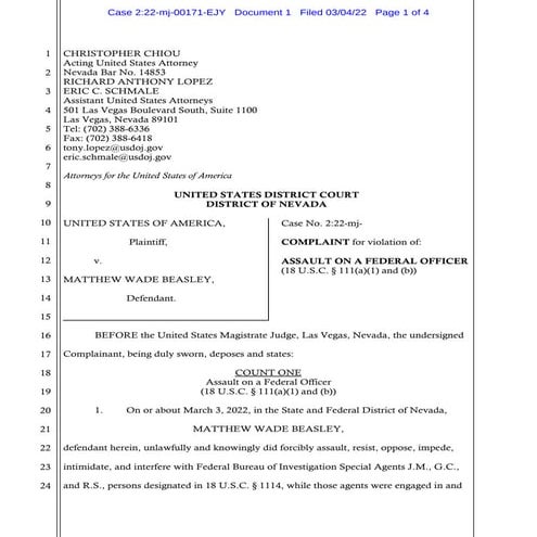 USA v. Matt Beasley Complaint | PDF