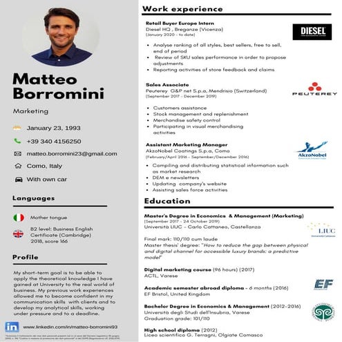 Matteo borromini Cv | PDF
